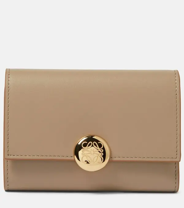 Loewe Logo Leather Wallet - Beige