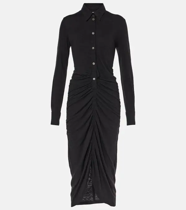 MARANT ETOILE Ivalia Gathered Jersey Polo Dress