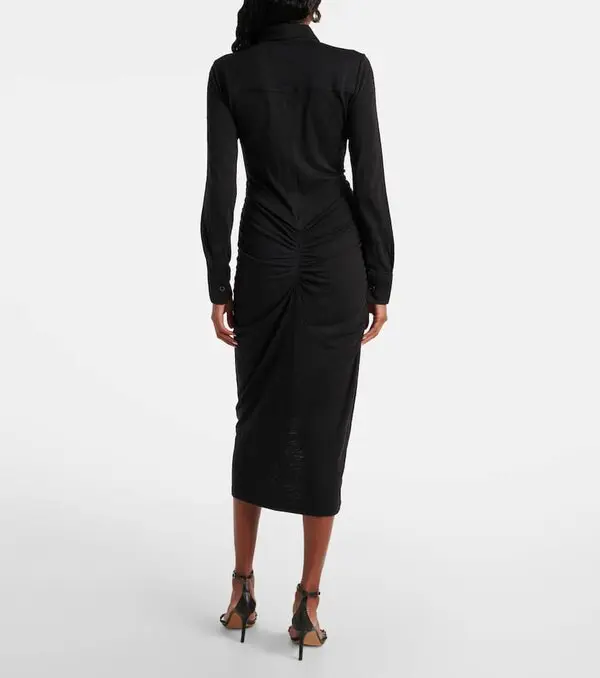 MARANT ETOILE Ivalia Gathered Jersey Polo Dress
