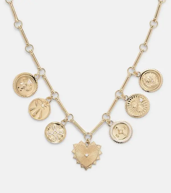 FOUNDRAE Love 18kt Yellow Chain Choker With Diamonds