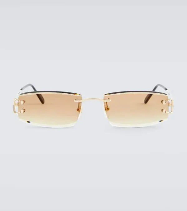 Cartier Signature C De Rectangular Sunglasses - Gold