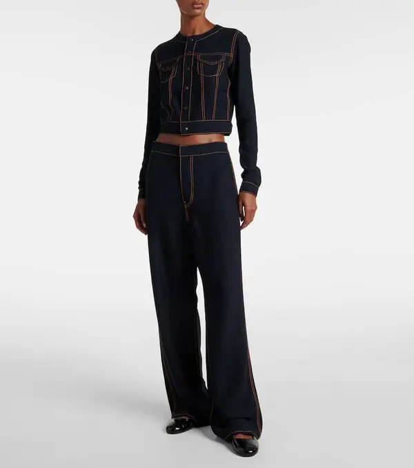 Alaïa Fluid Cropped Wool-blend Jacket