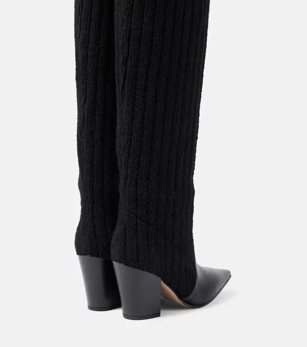 GIANVITO ROSSI Leather-trimmed Knee-high Boots