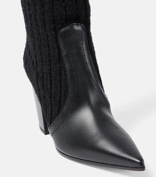 GIANVITO ROSSI Leather-trimmed Knee-high Boots