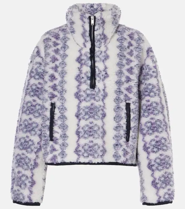 MARANT ETOILE Marie Printed Teddy Half-zip Sweater - White