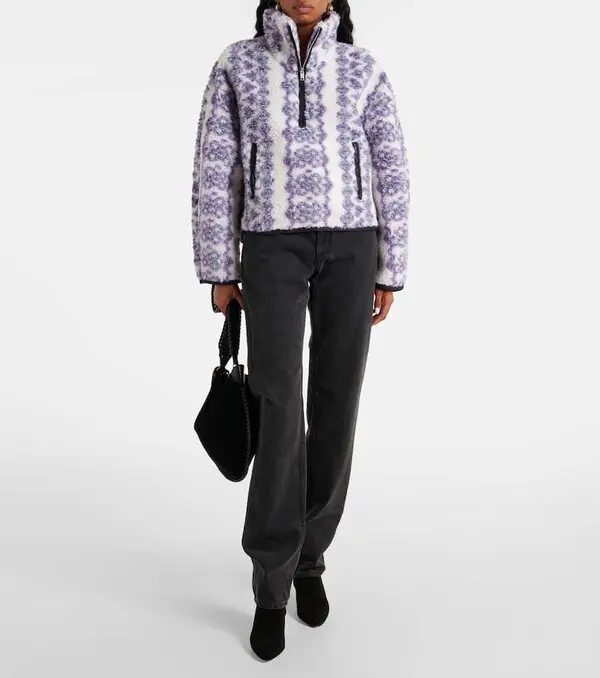 MARANT ETOILE Marie Printed Teddy Half-zip Sweater