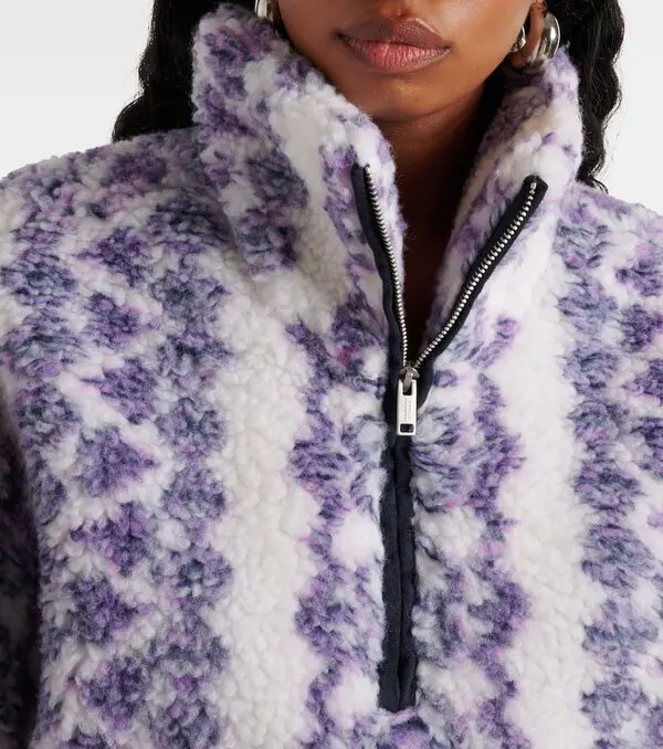 MARANT ETOILE Marie Printed Teddy Half-zip Sweater