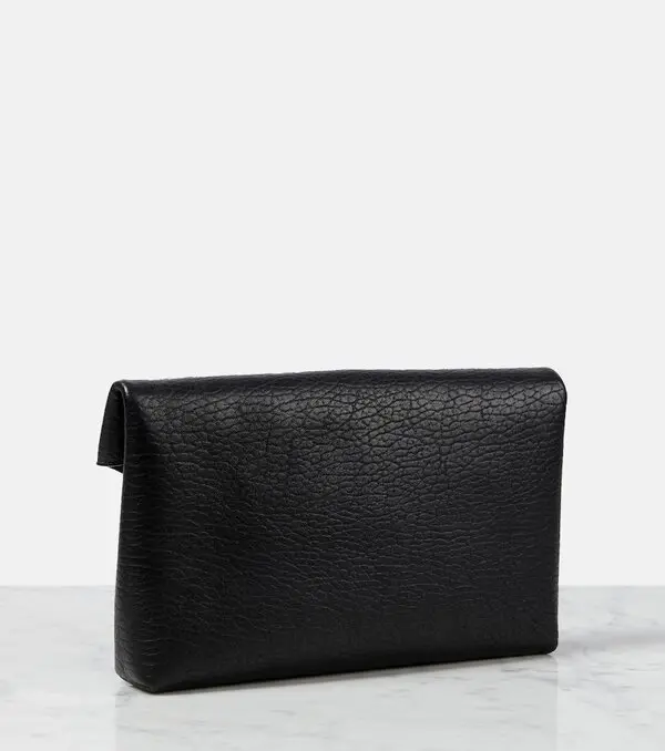 Saint Laurent Cassandre Large Leather Pouch - Black