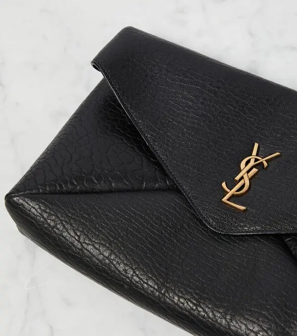 Saint Laurent Cassandre Large Leather Pouch - Black