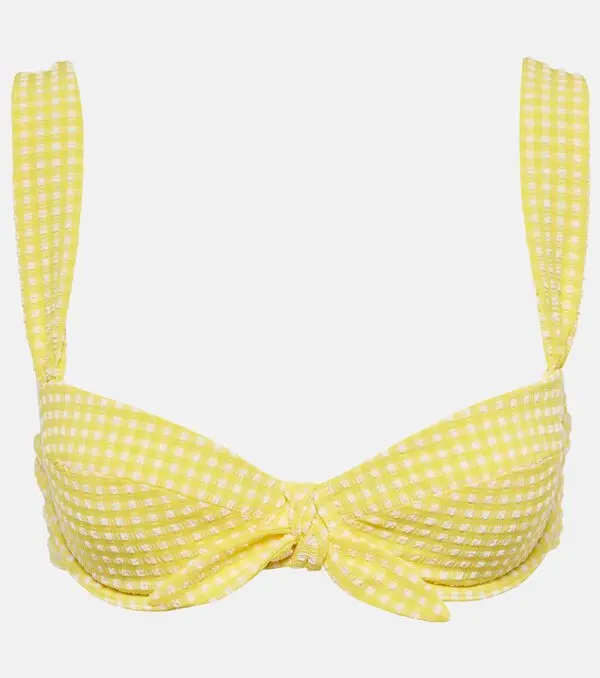 Heidi Klein Cape Town Checked Bikini Top - Yellow