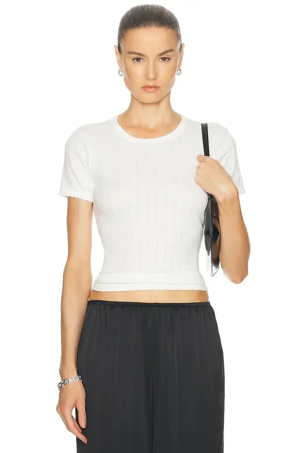 LESET Pointelle Slim Fit Tee - White