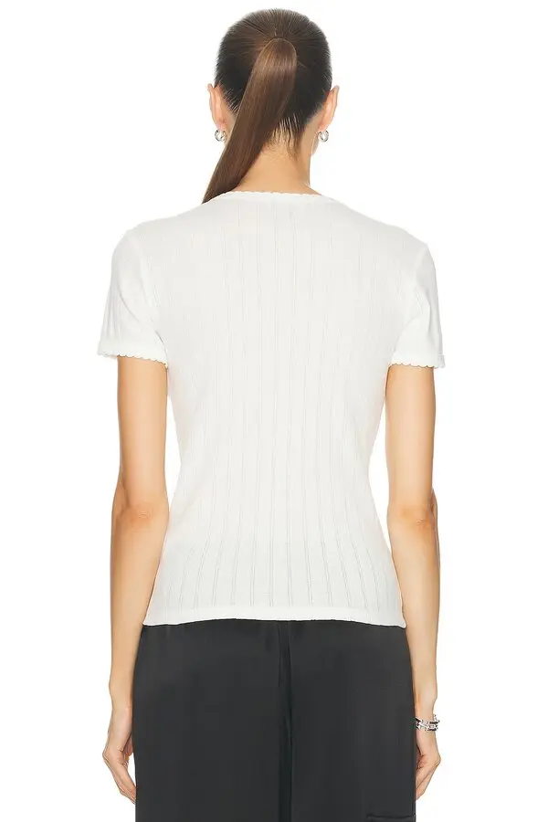 LESET Pointelle Slim Fit Tee - White
