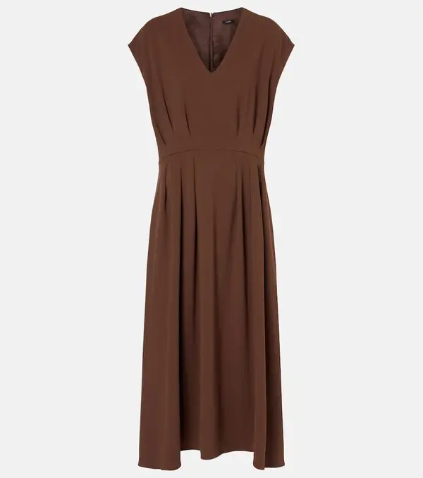 JOSEPH Pleated Cady Midi Dress - Brown