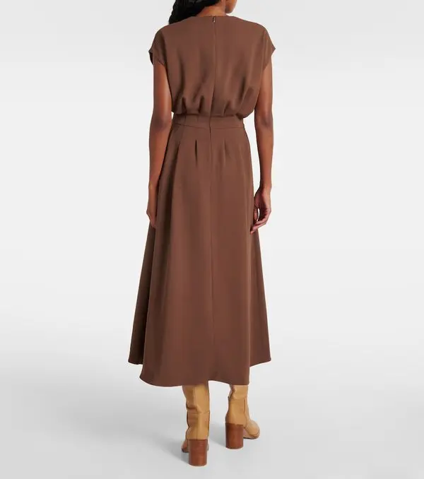 JOSEPH Pleated Cady Midi Dress - Brown