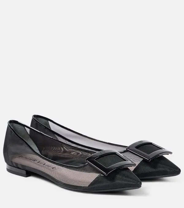 ROGER VIVIER Gommettine Mesh Ballet Flats - Black