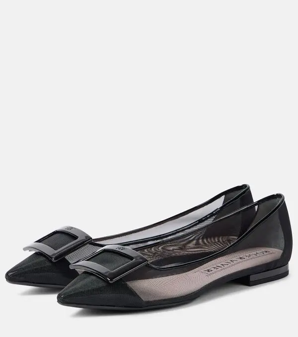 ROGER VIVIER Gommettine Mesh Ballet Flats - Black