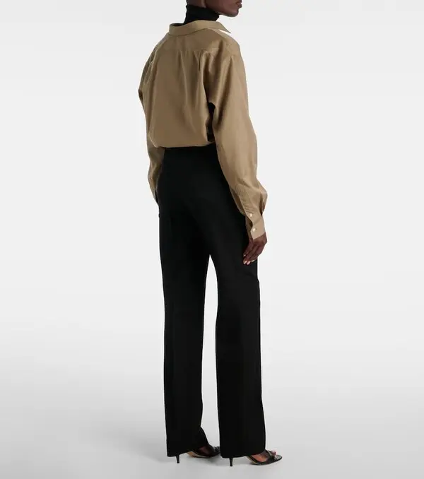 THE ROW Jesse Mid-rise Wool Straight Leg Trousers Ivory Glow