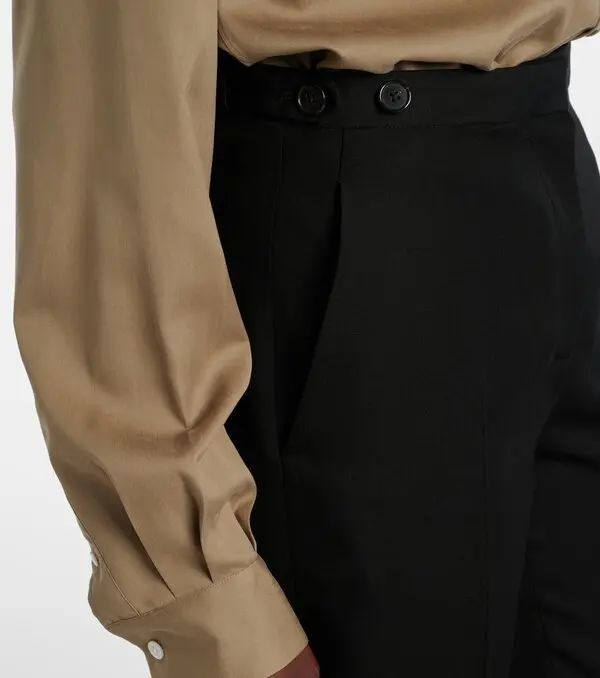 THE ROW Jesse Mid-rise Wool Straight Leg Trousers Ivory Glow