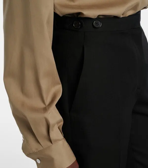 THE ROW Jesse Mid-rise Wool Straight Leg Trousers Ivory Glow
