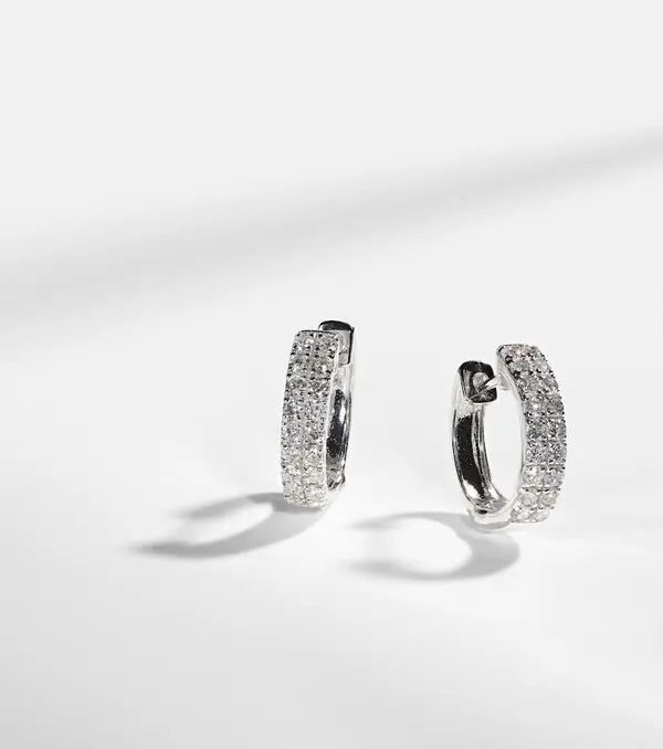 STONE AND STRAND Diamond Pavé Hoop Earrings - Silver