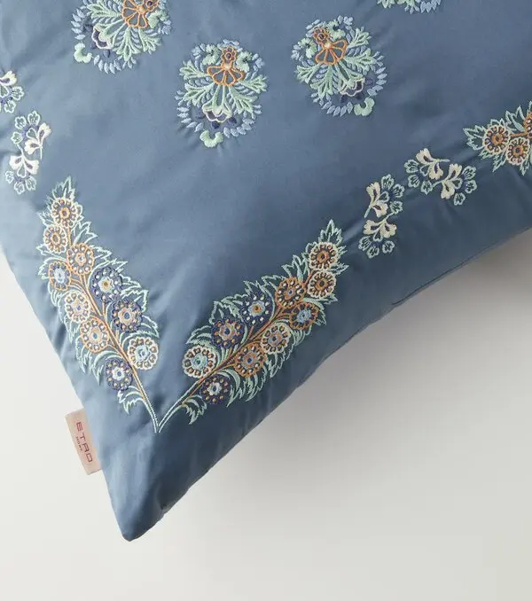 Etro Embroidered Cotton Satin Cushion
