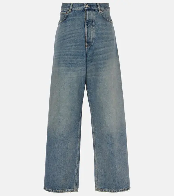 Balenciaga Faded Mid-rise Wide-leg Jeans - Blue