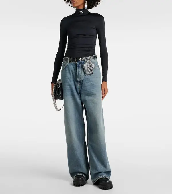 Balenciaga Faded Mid-rise Wide-leg Jeans - Blue