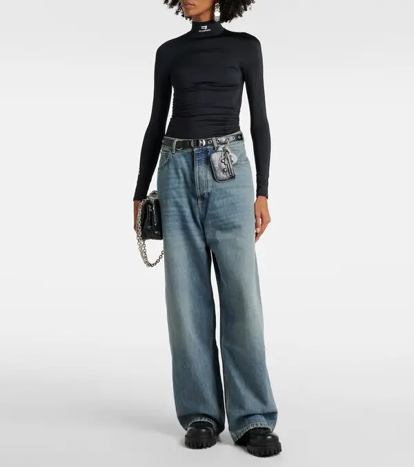 Balenciaga Faded Mid-rise Wide-leg Jeans