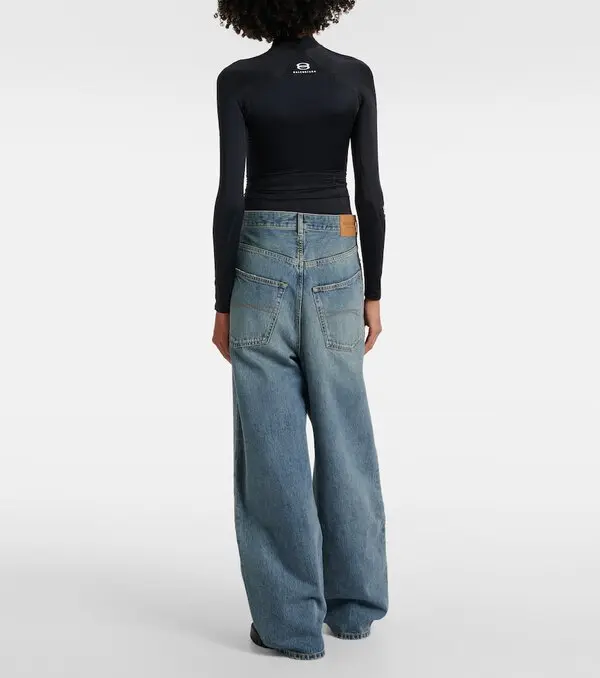 Balenciaga Faded Mid-rise Wide-leg Jeans