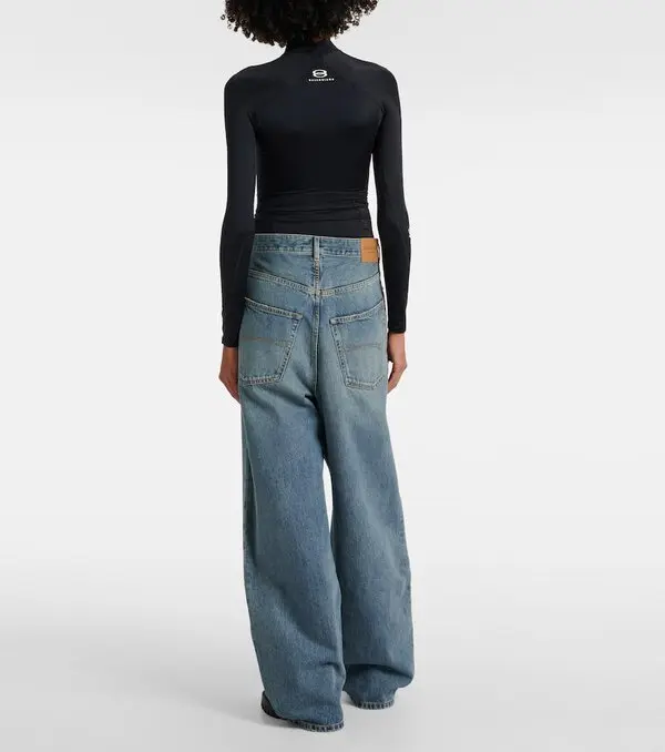 Balenciaga Faded Mid-rise Wide-leg Jeans - Blue