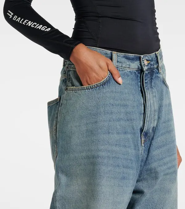 Balenciaga Faded Mid-rise Wide-leg Jeans - Blue