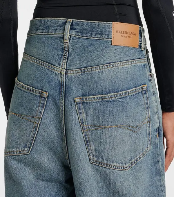 Balenciaga Faded Mid-rise Wide-leg Jeans - Blue