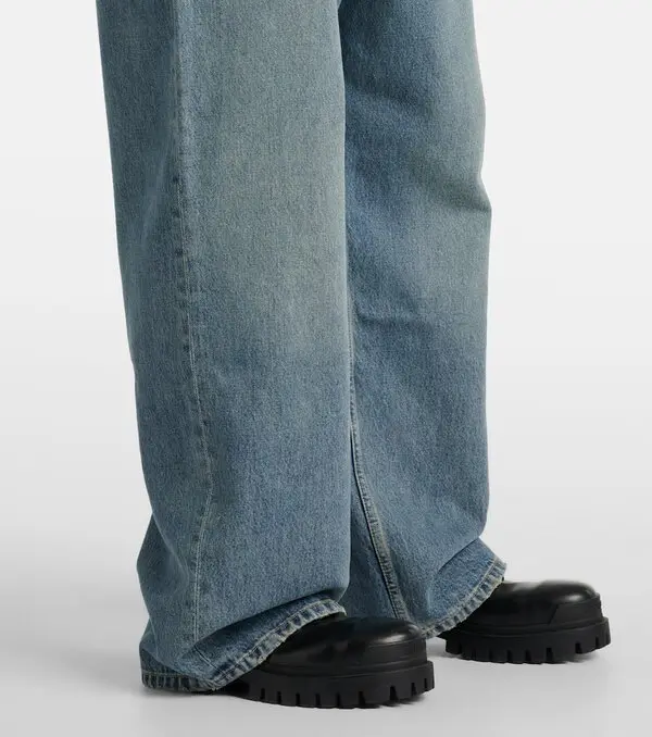Balenciaga Faded Mid-rise Wide-leg Jeans - Blue