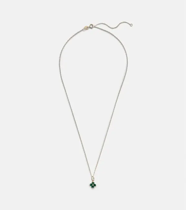 STONE AND STRAND Luckiest Clover Necklace With Emeralds - Gold