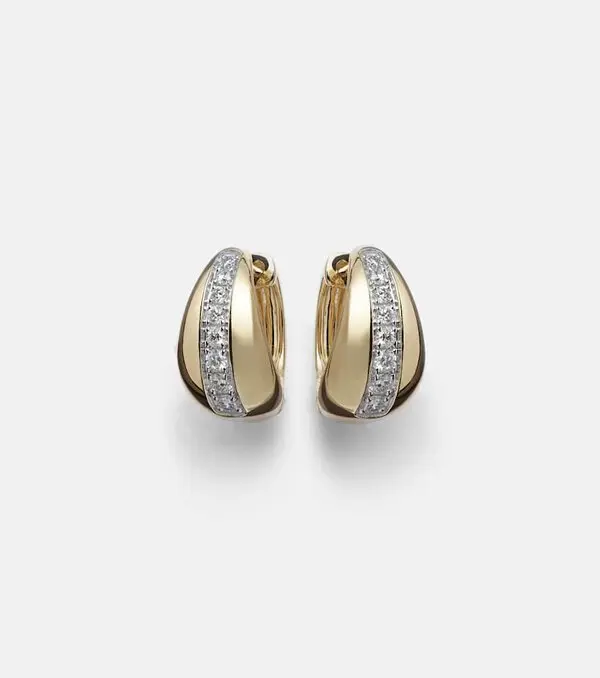 STONE AND STRAND 10kt Yellow Hoop Earrings With Diamonds - Gold