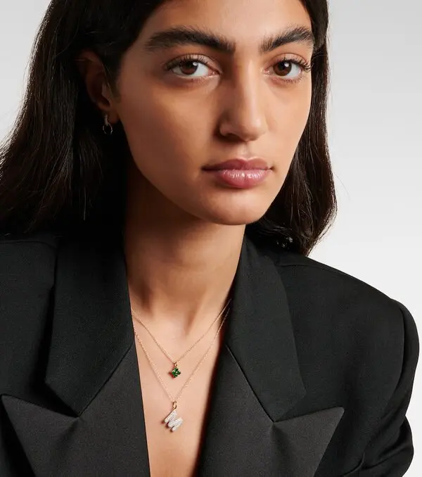 STONE AND STRAND Initial 10kt Necklace With Diamonds