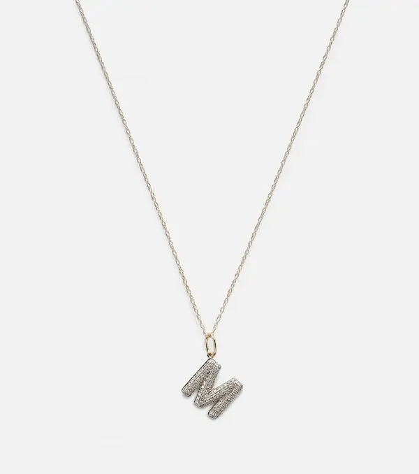 STONE AND STRAND Initial 10kt Necklace With Diamonds