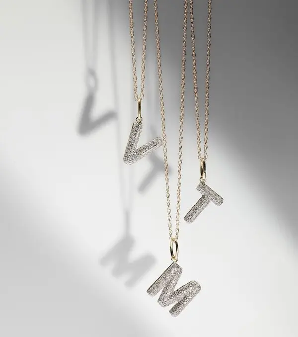 STONE AND STRAND Initial 10kt Necklace With Diamonds