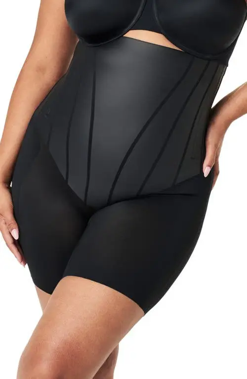Spanx Spanxsculpt™ Totalcontour High-waisted Mid-thigh Shorts - Very Black