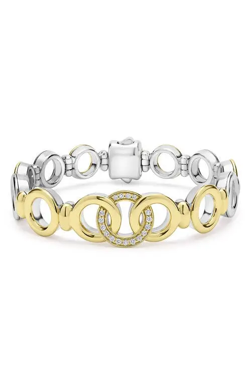 Lagos Signature Caviar Diamond Link Bracelet - Two-tone