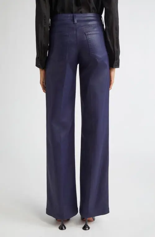 L'Agence Clayton High-waist Wide-leg Pants - Deep Midnight Coated
