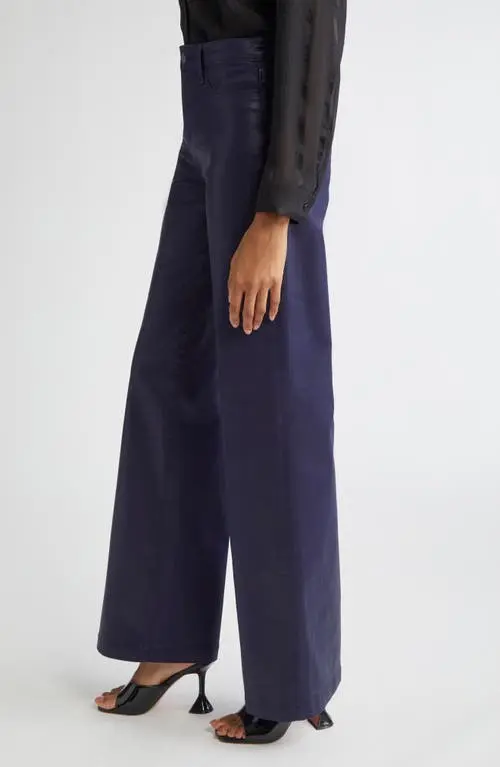 L'Agence Clayton High-waist Wide-leg Pants - Deep Midnight Coated