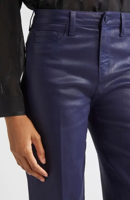 L'Agence Clayton High-waist Wide-leg Pants - Deep Midnight Coated