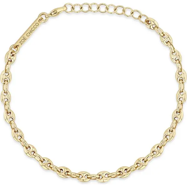 Zoe Chicco Puffed Mariner Chain Bracelet - 14k Yellow Gold
