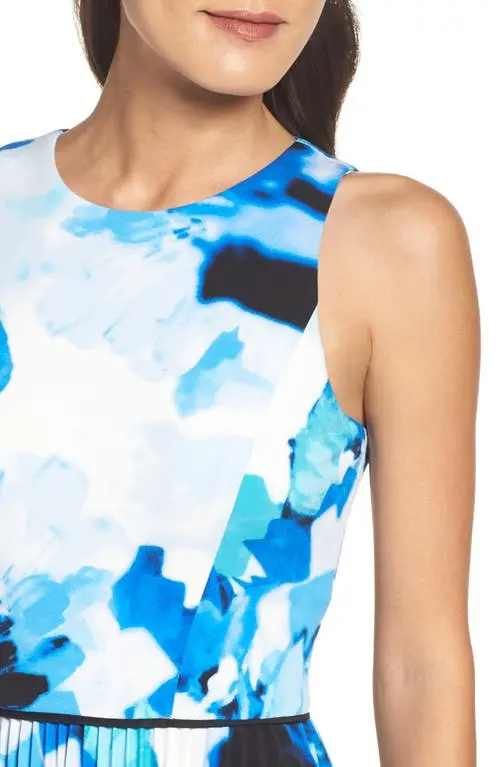 Maggy London Fit & Flare Pleated Dress In Soft White/Royal - 25% Off |  Editorialist