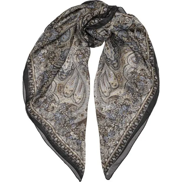 ELIZABETTA Helenalarge Silk Scarf For - Brown And Blue