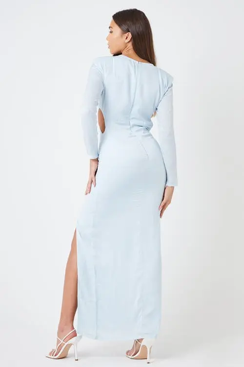 CREEA THE LABEL Shoulder Pad Maxi Dress With Slit