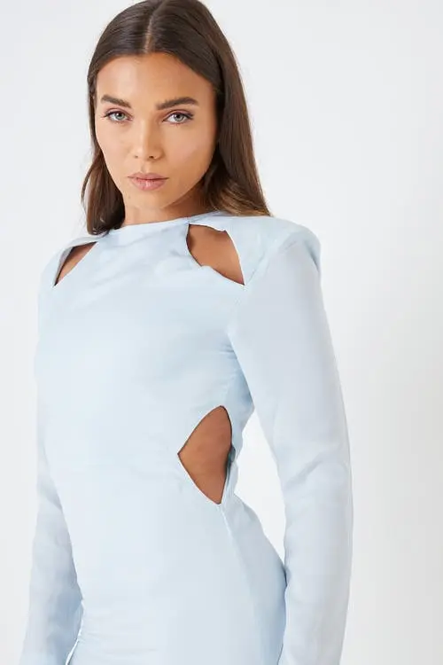 CREEA THE LABEL Shoulder Pad Maxi Dress With Slit
