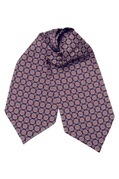 ELIZABETTA Barberini Silk Ascot Cravat Tie - Blue And Navy