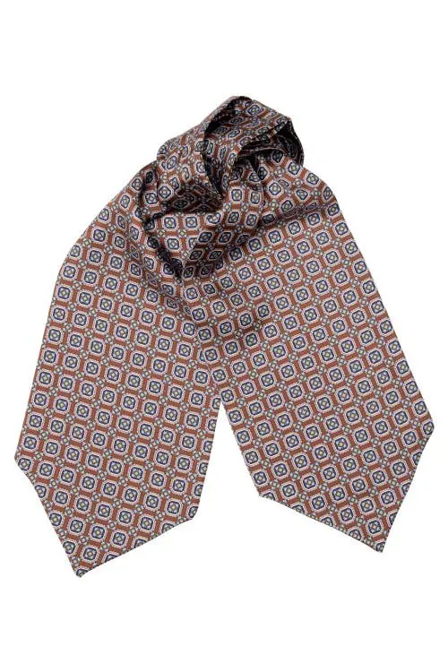 ELIZABETTA Barberini Silk Ascot Cravat Tie - Chocolate